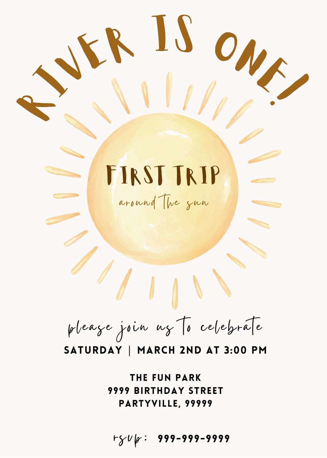 Editable Birthday Party Invitation, Trip Around the Sun Invitation ...