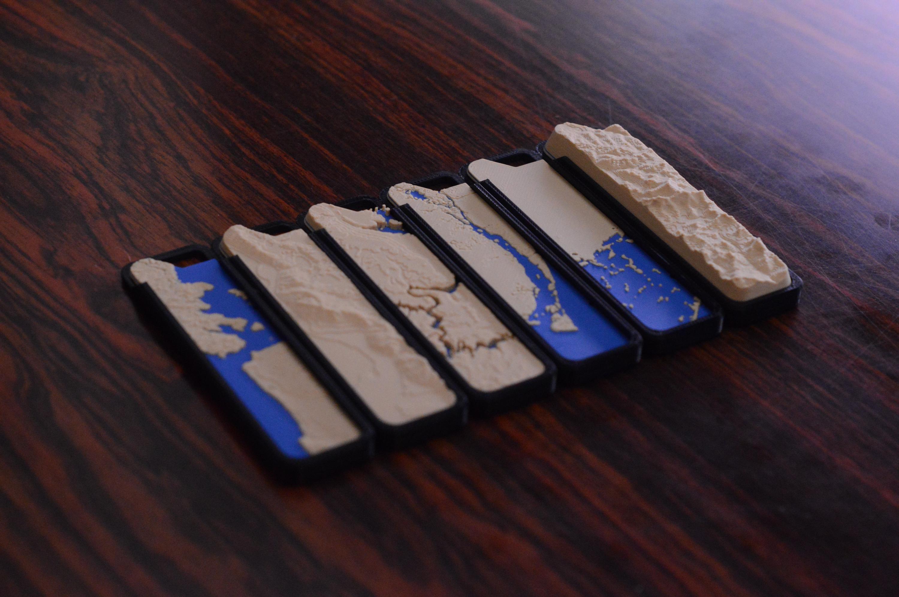 Topo Tags, 3D Printed Keychain, Customizable Topographical Map Key Tag ...