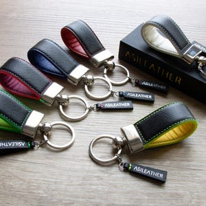 Personalized Two-tone Keychain for Men and Women in Saffiano Leather ...
