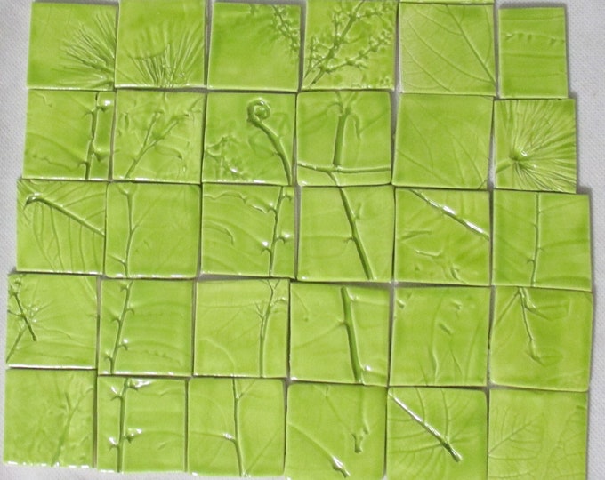 GG31 - Grass GREEN BOTANICAL Squares - Ceramic Mosaic Tiles - Etsy