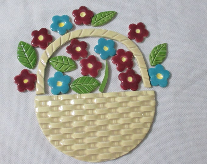 C3 - BASKET of FLOWERS - Ceramic Mosaic Tiles - Etsy