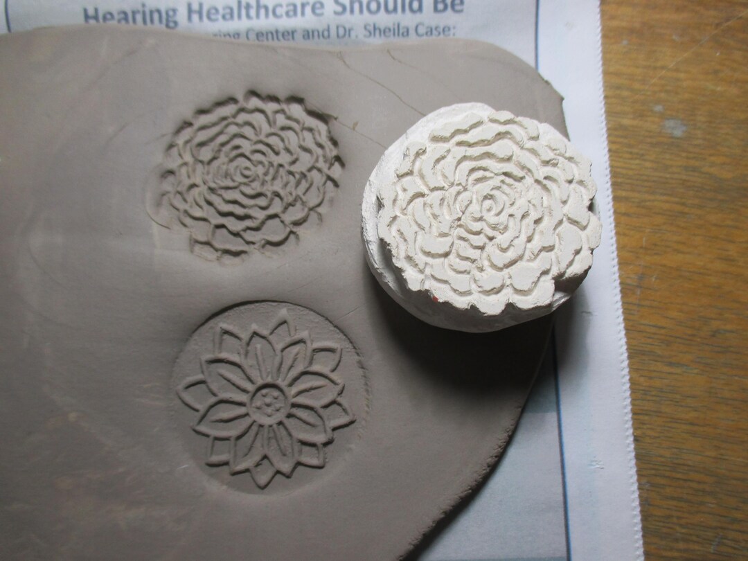2F - TWO FLOWERS Stamp - Clay Stamp - Etsy