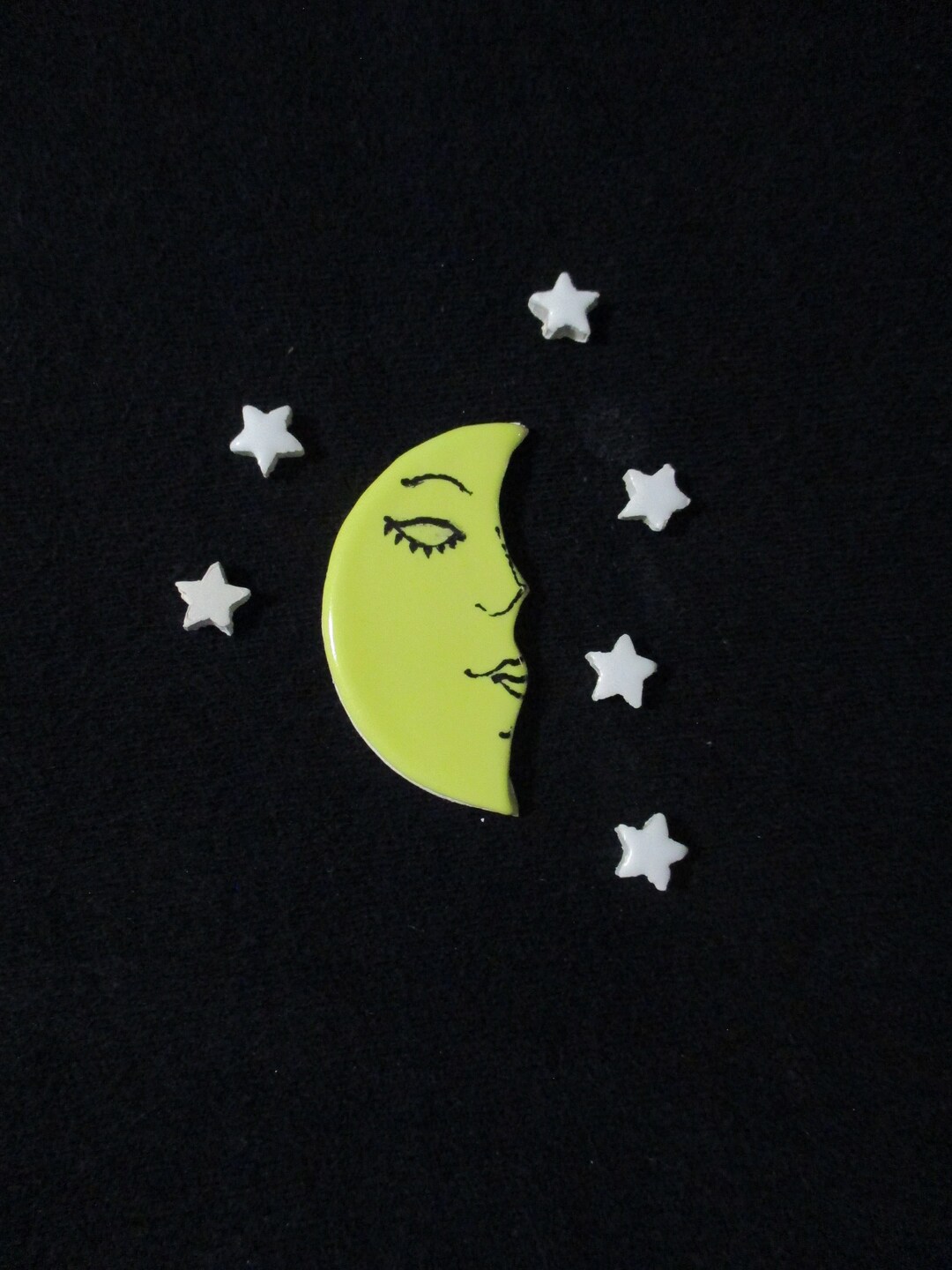 AN - Tiny Half MOON With STARS - Ceramic Mosaic Tile - Etsy