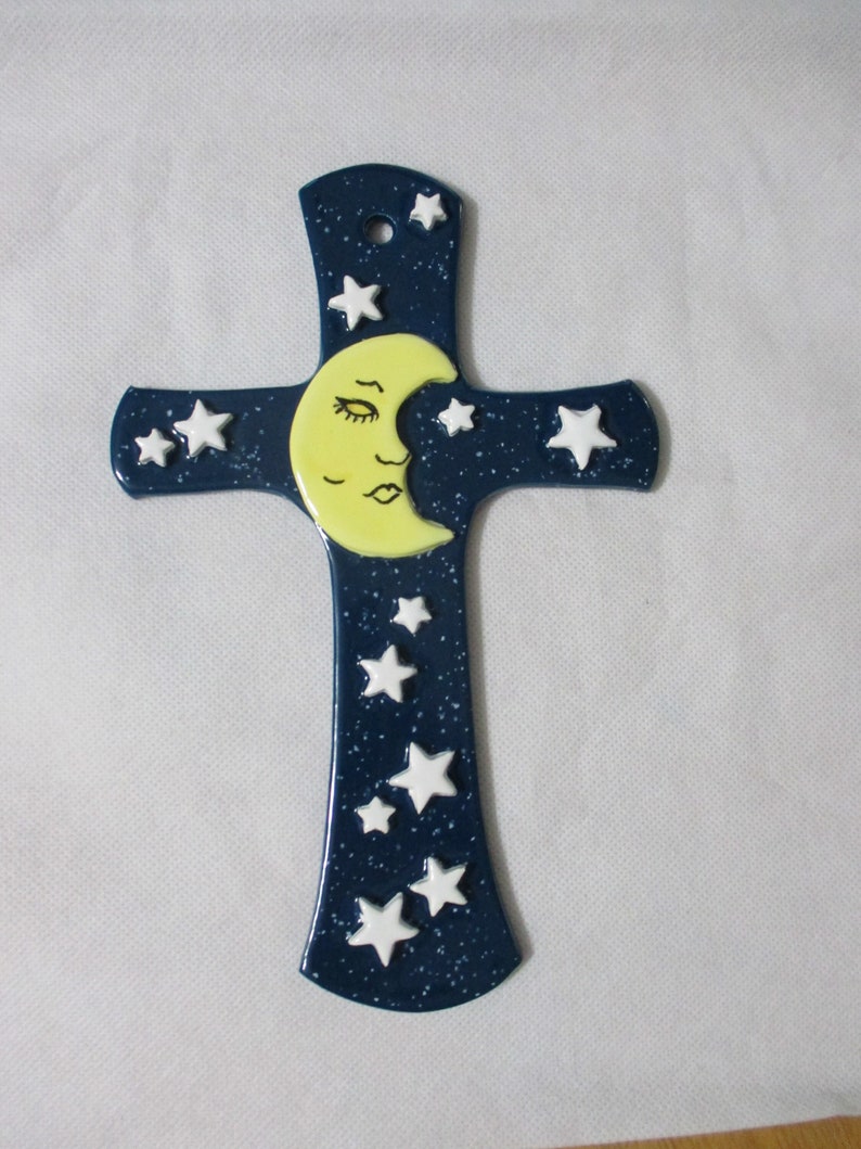 Night Sky Moon Stars Cross – Artist Signed Protection Decor - Etsy