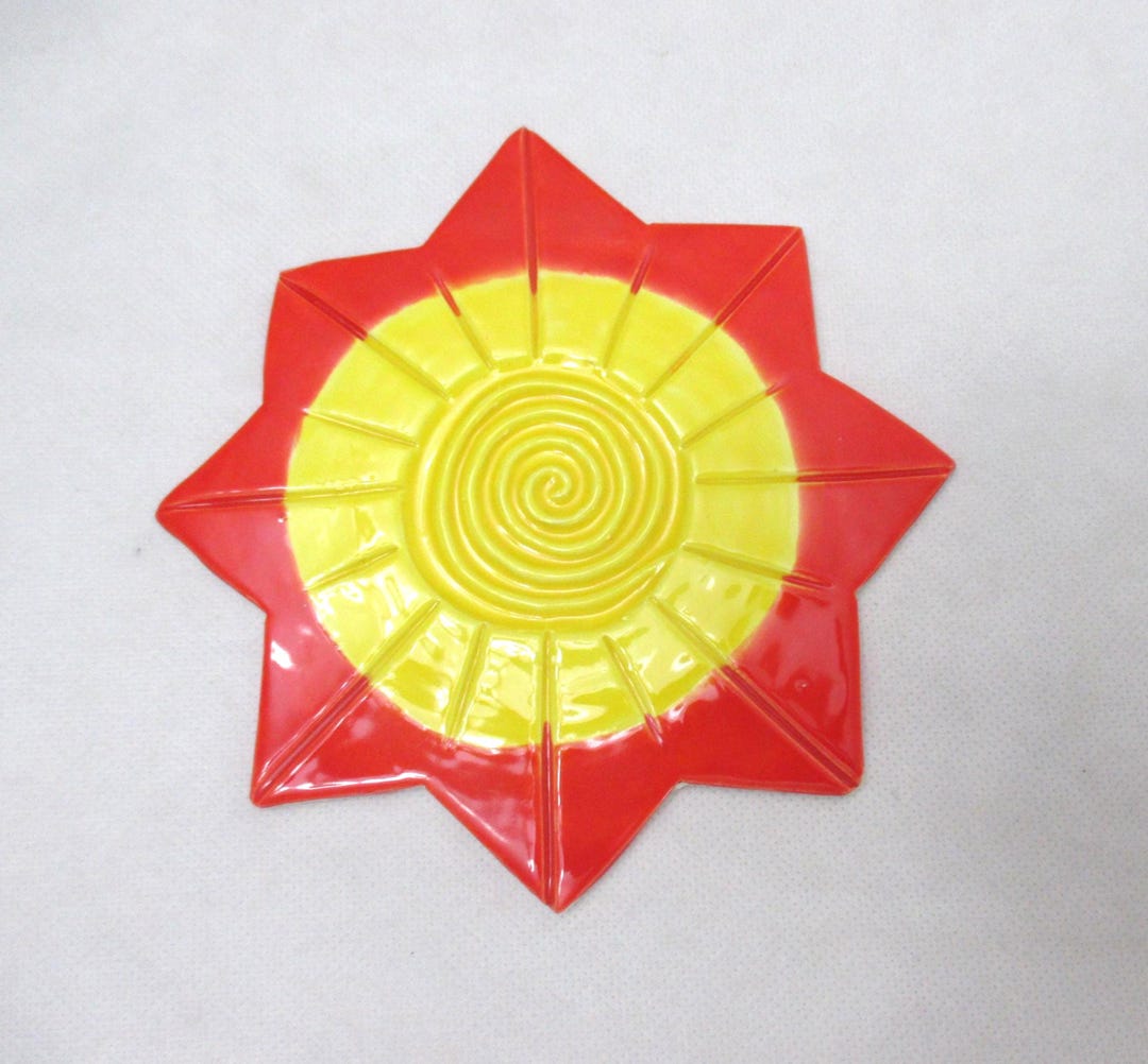 Handmade Ceramic Mosaic Sun Tile: Swirl Center, Bright Colors - Etsy