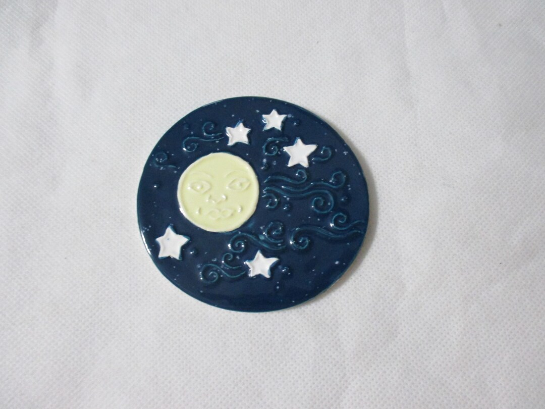 N2 - INTRICATE MOON W Stars - Ceramic Mosaic Tile - Etsy
