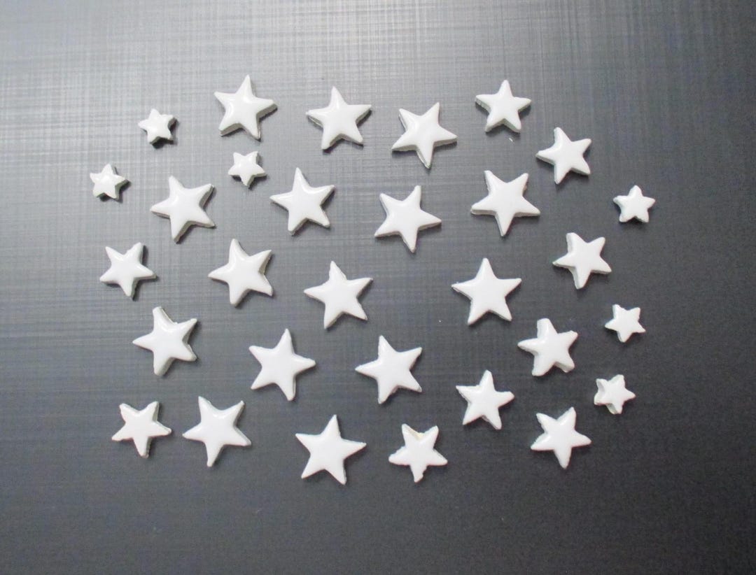 W30 - 30 Pc White STARS - Ceramic Mosaic Tiles - Etsy