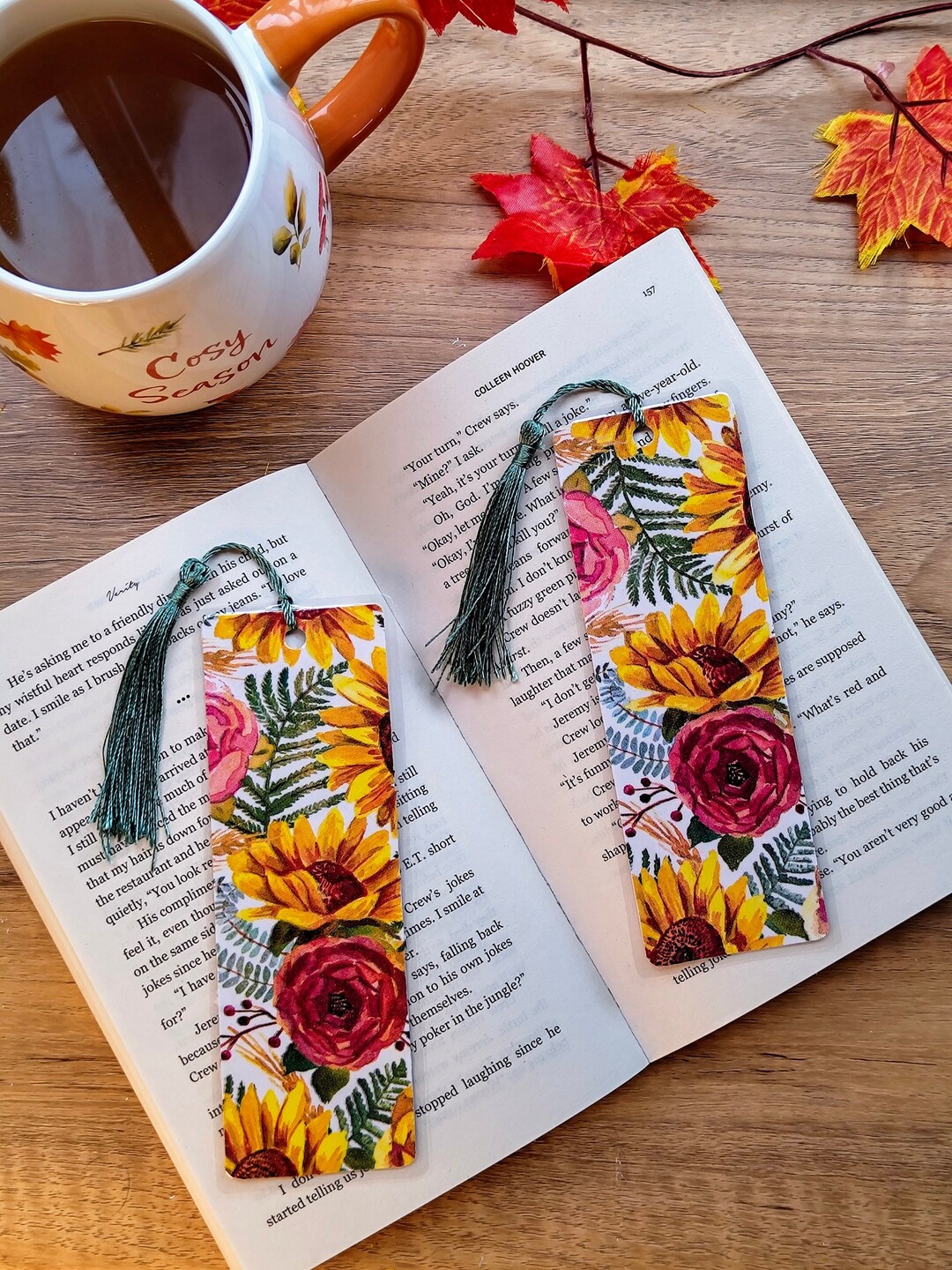 Autumn-inspired Laminated Bookmark Set of 2, Sweater Weather Reads ...