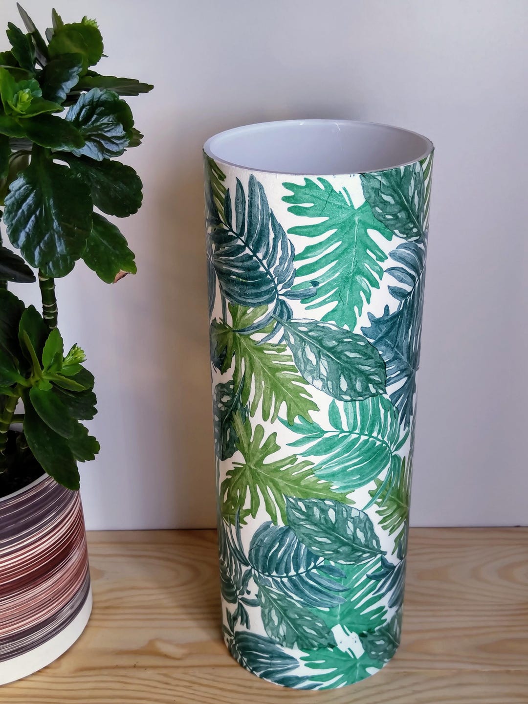 Large Cylinder-shaped Glass Vase, Caribbean-style Home Decor Vase ...