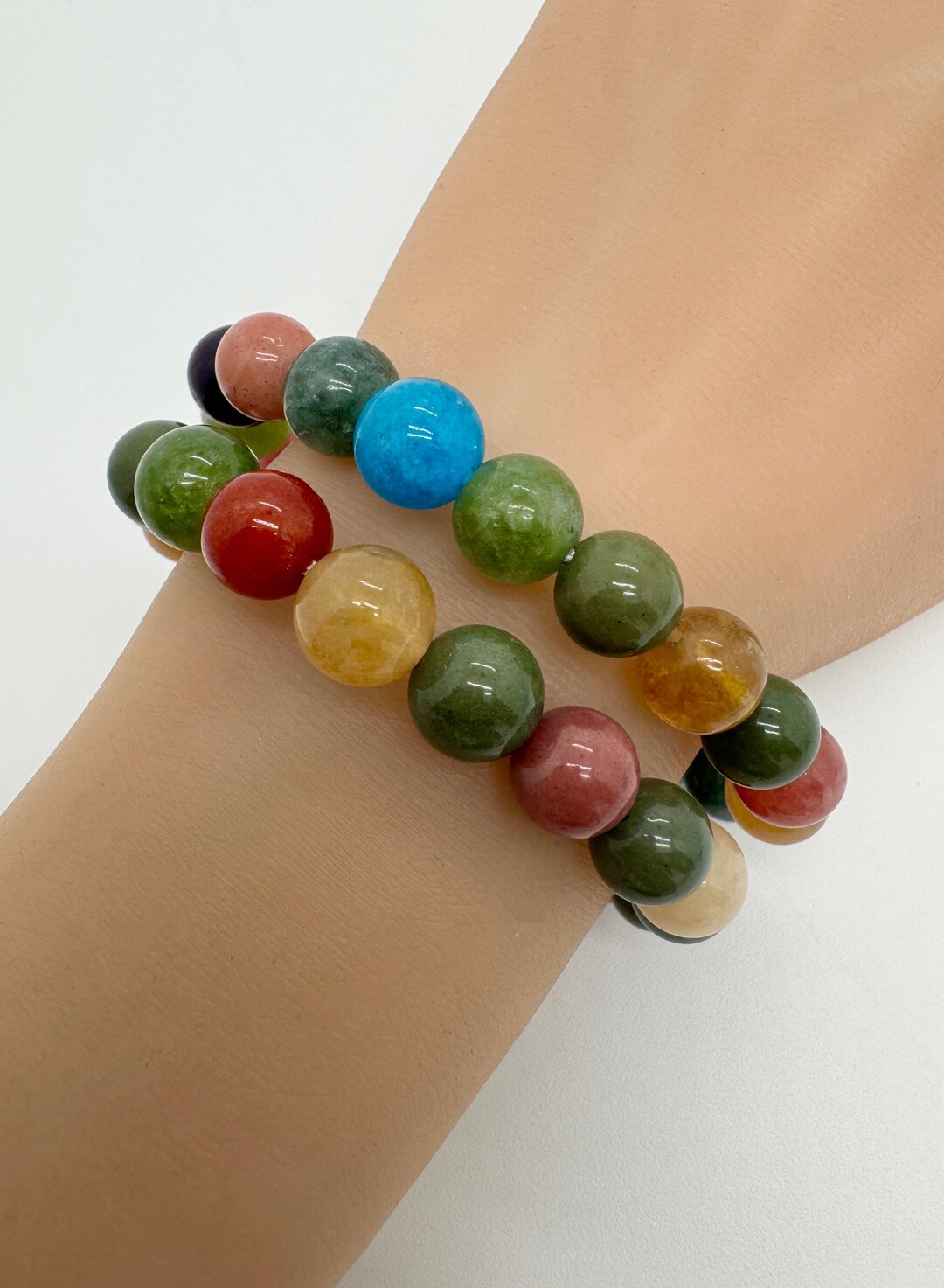 Natural Chalcedony Color Duobao Bracelet 10mm Bead Bracelet Women's ...