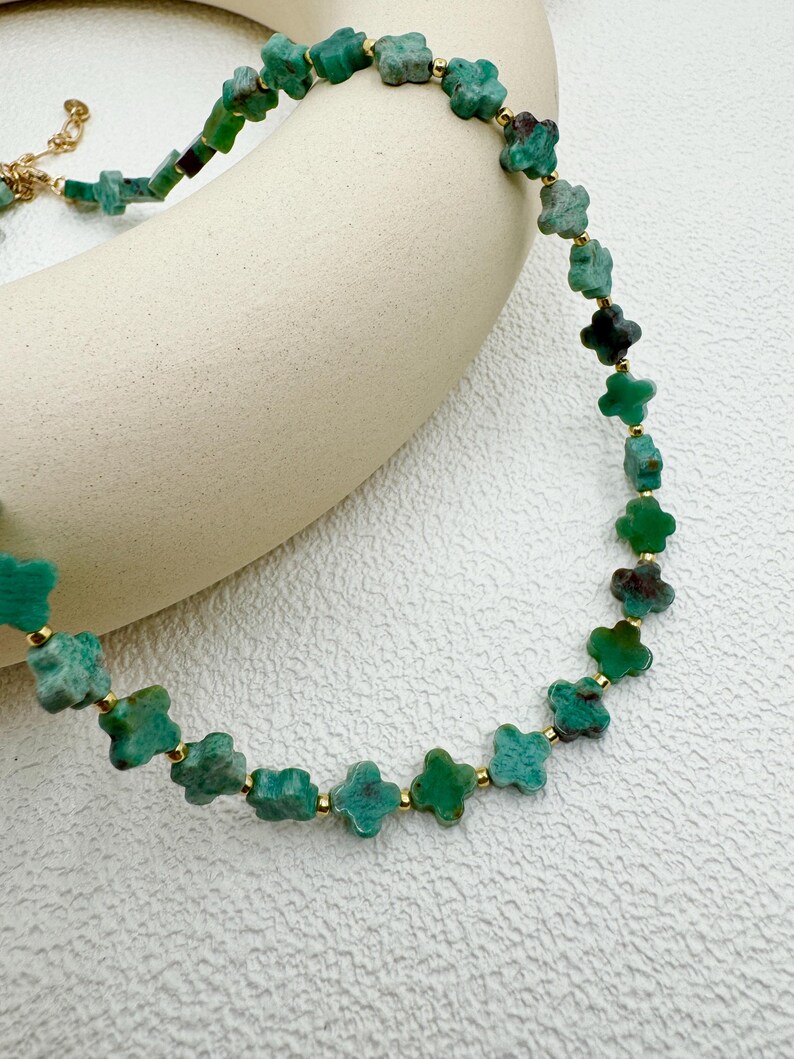 Handmade Natural African Turquoise Four-leaf Clover Necklace ...