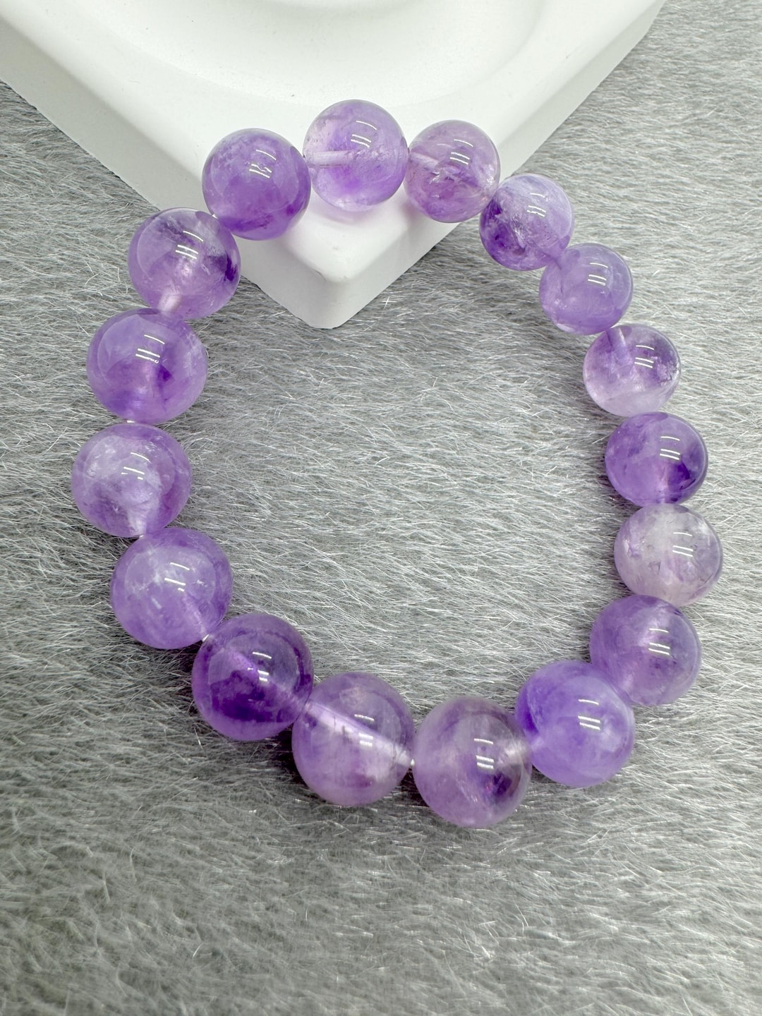 Lavender Amethyst Bracelet， 12mm Natural Amethyst ，amethyst Gemstone ...
