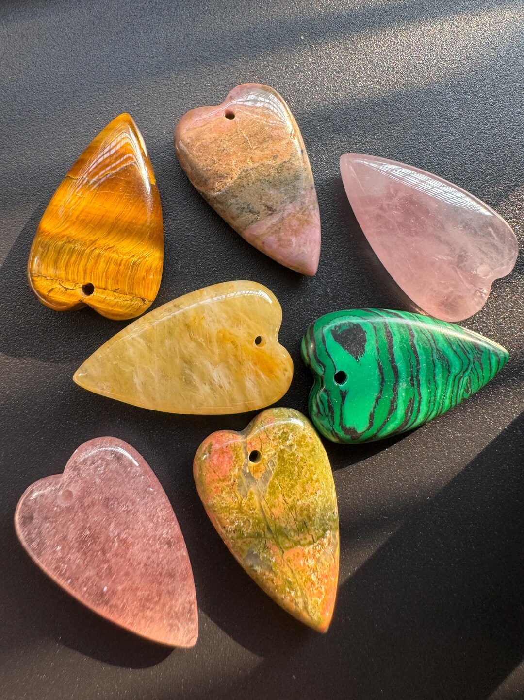 18*29mm Heart Shape Crystal Semi-precious Stone Perforated Pendant, DIY ...