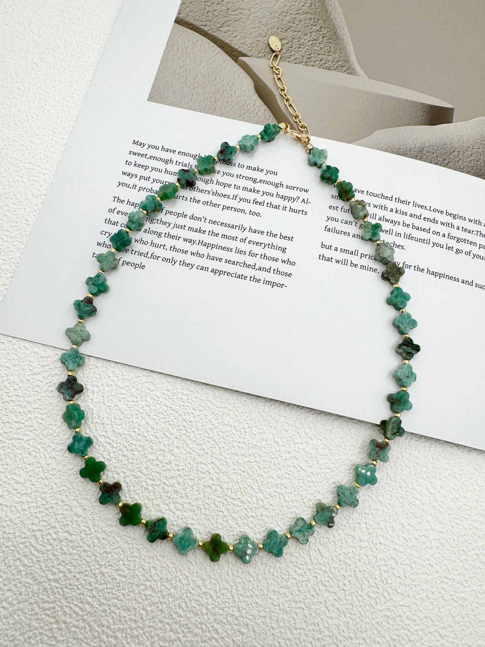 Handmade Natural African Turquoise Four-leaf Clover Necklace ...
