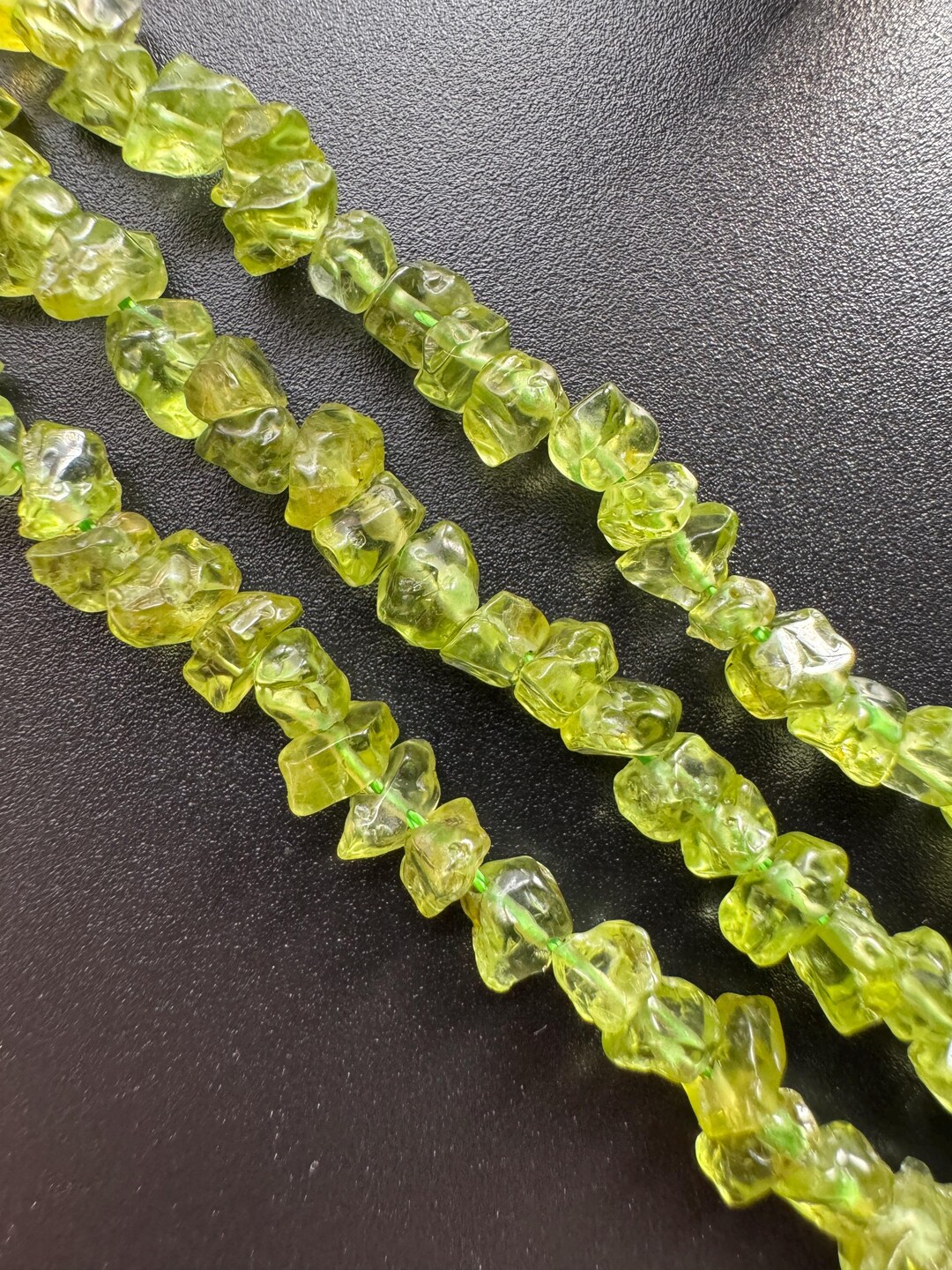 Olive Green Crystal Beads: Crushed Stone DIY Jewelry Supplies (4x6mm ...