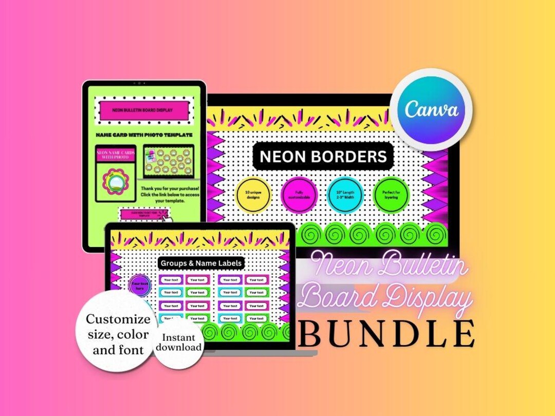 Neon Bulletin Board Display Bundle - Etsy