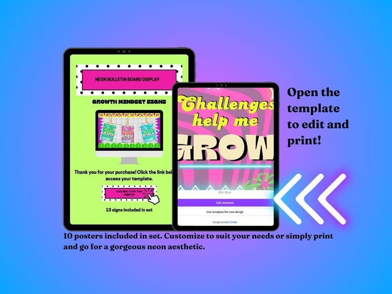 Neon Bulletin Board Display: Mindset Posters - Etsy