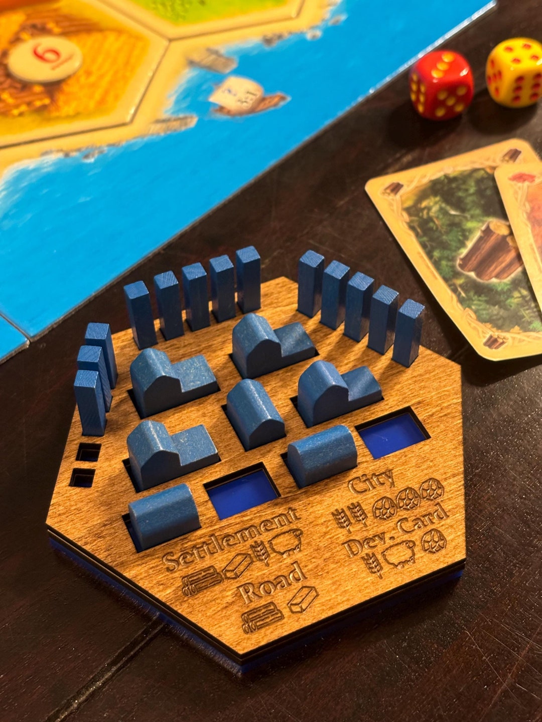 Catan Organizer Gift Settlers of Catan Piece Holder Acrylic and Wood ...