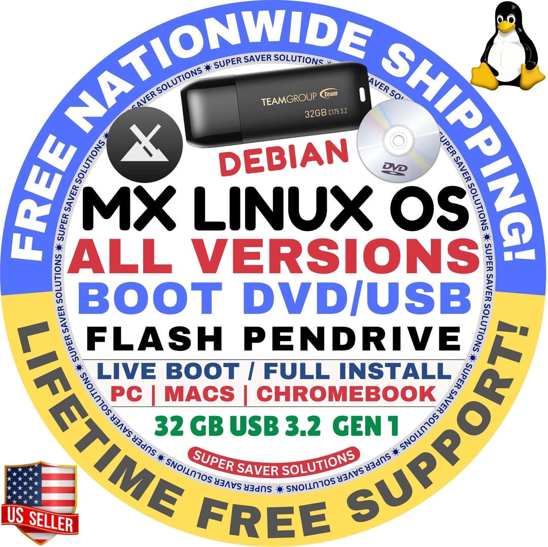 Mx-linux OS 23.4 Installer Boot Usb, Xfce, Kde, Fluxbox, 64-bit, Dvd/usb, | Live Boot, Full ...