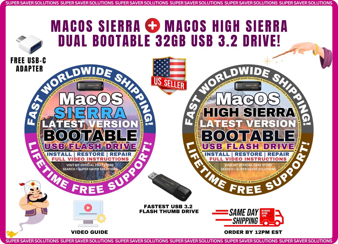 2-in-1 Macos Bootable Usb Installer | SIERRA + HIGH SIERRA | Repair ...