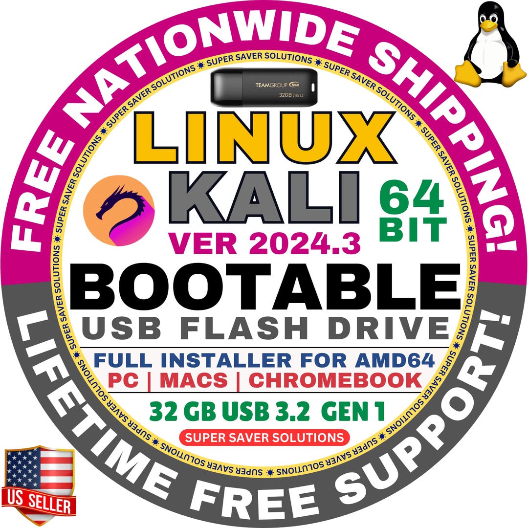 KALI LINUX OS 2024.3 Usb, Full Installer, 64-bit, Amd64, Pro Security ...