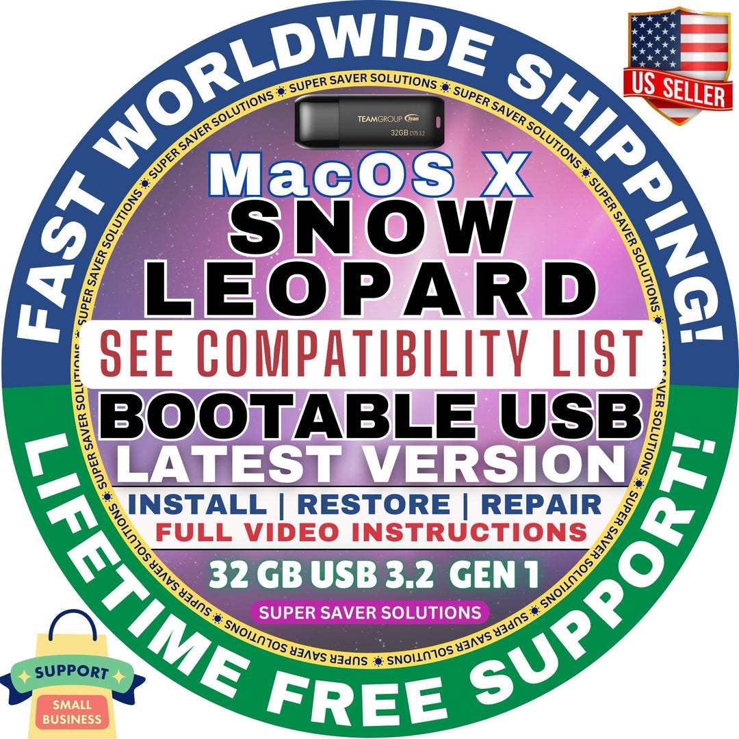 Macos SNOW LEOPARD Bootable Usb | 32gb Flash Drive | Install, Repair, Restore | Imac, MacBook ...