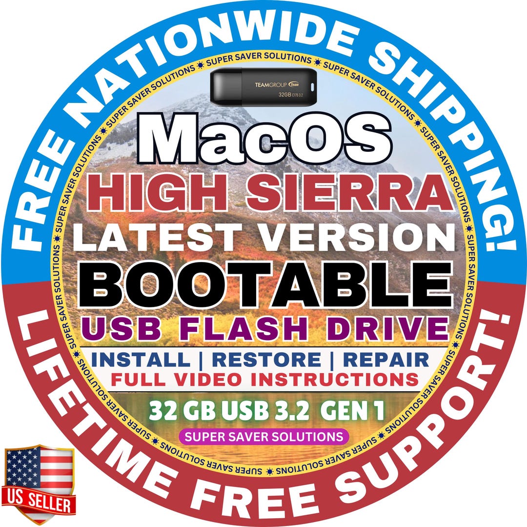Macos High Sierra Repair Bootable USB 32GB Flash Drive, Install ...