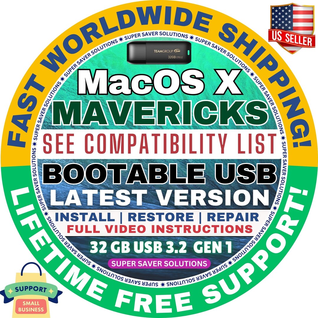 Macos MAVERICKS Bootable USB | 32gb Flash Drive | Install, Repair ...