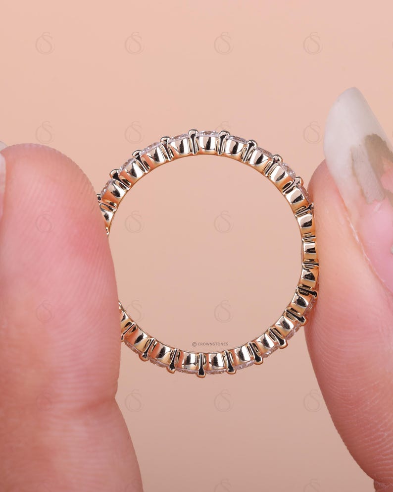 Floating Bubble Diamond Wedding Band, 2.00 MM Round Lab Grown Diamond ...