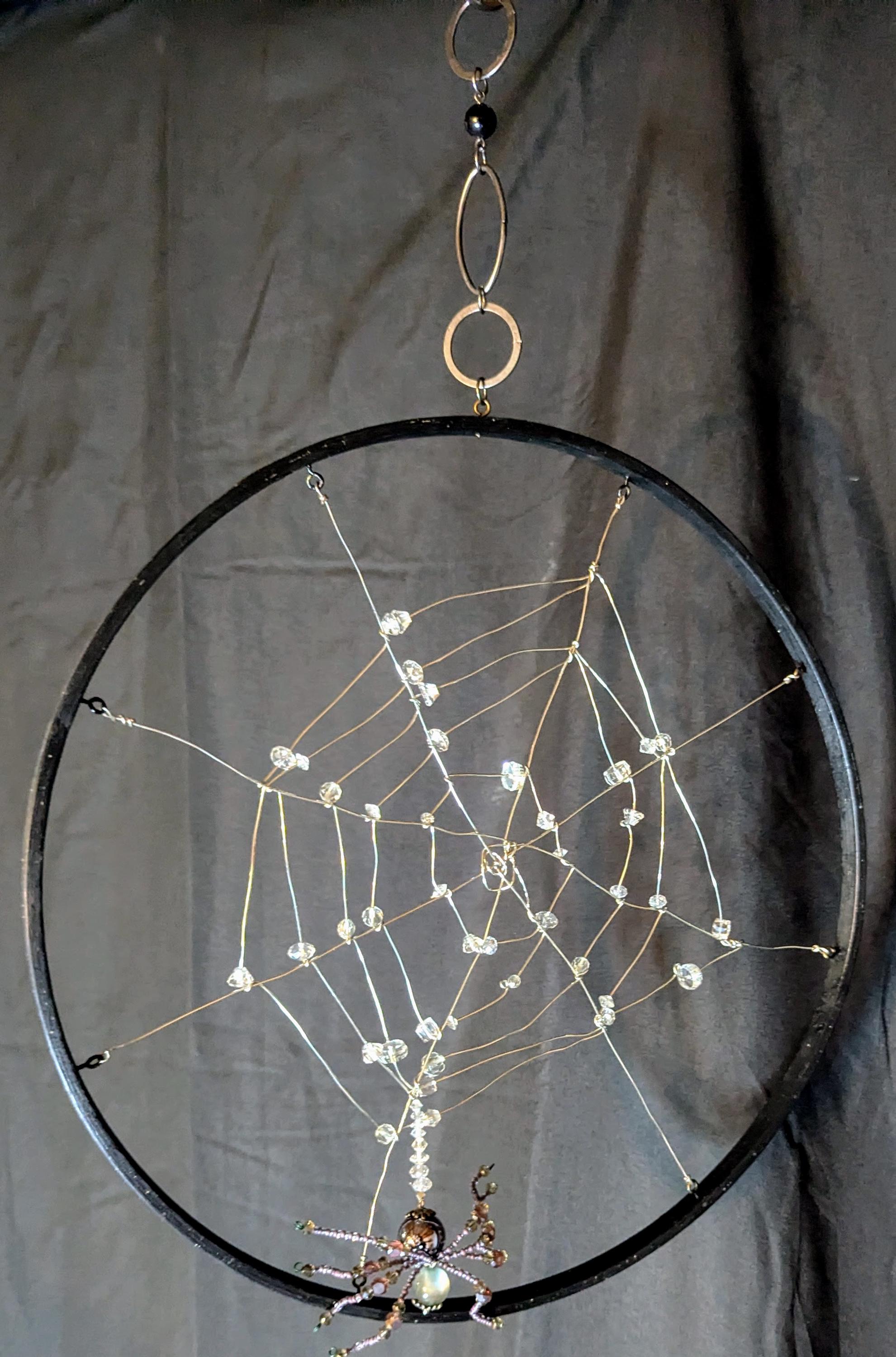 Wire and Crystal Spider Web Suncatcher - Etsy