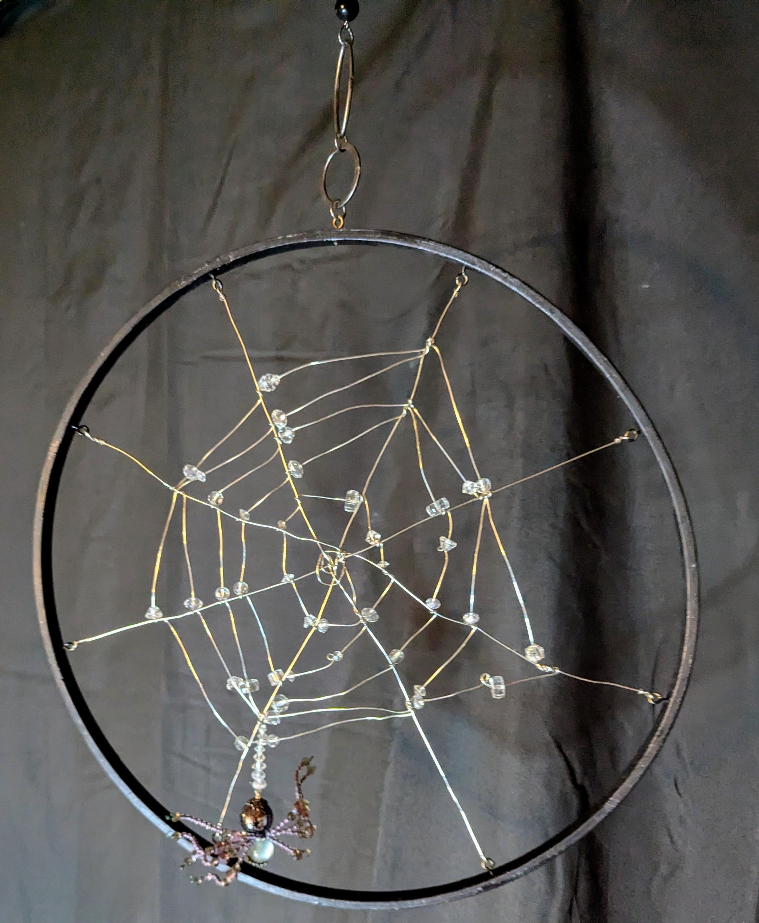 Wire and Crystal Spider Web Suncatcher - Etsy
