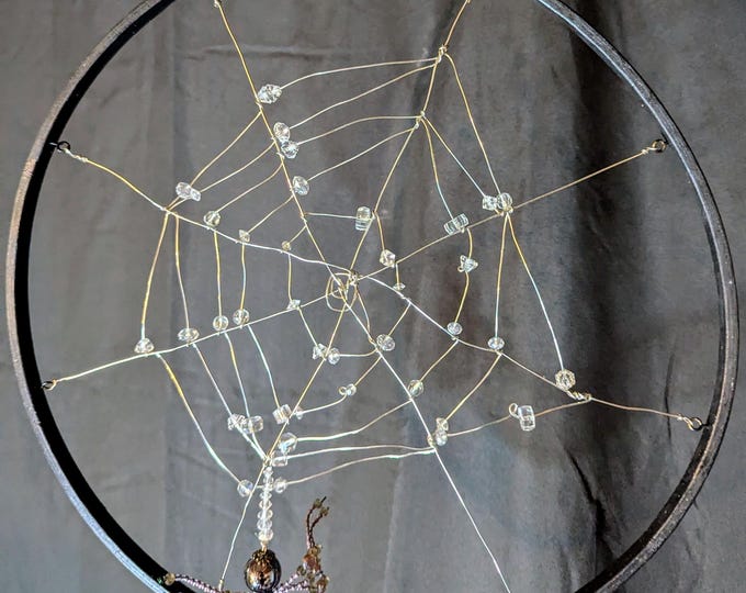 Wire and Crystal Spider Web Suncatcher - Etsy