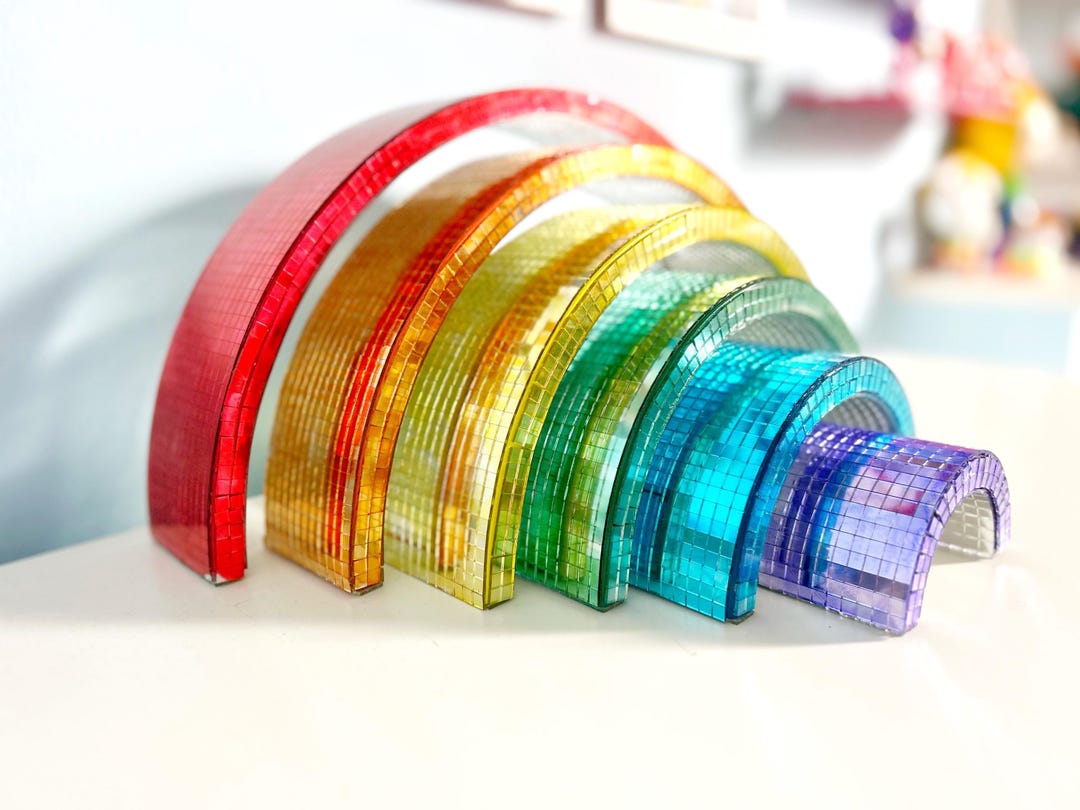 Mirrored Tile Rainbow Stack Disco Rainbow Sparkly Rainbow Ornament - Etsy