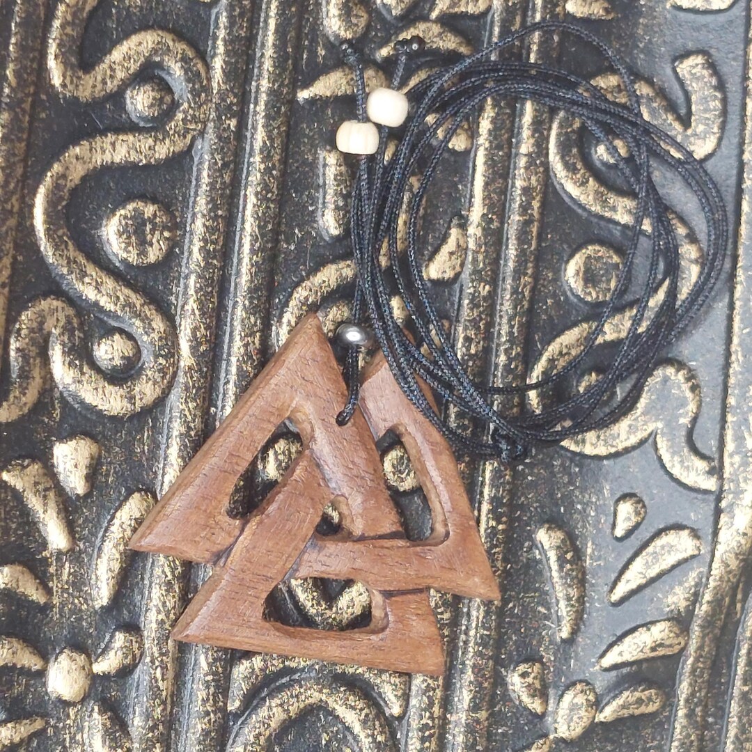 VALKNUT Pendant in Carved Wood – Viking Symbol of Protection - Etsy
