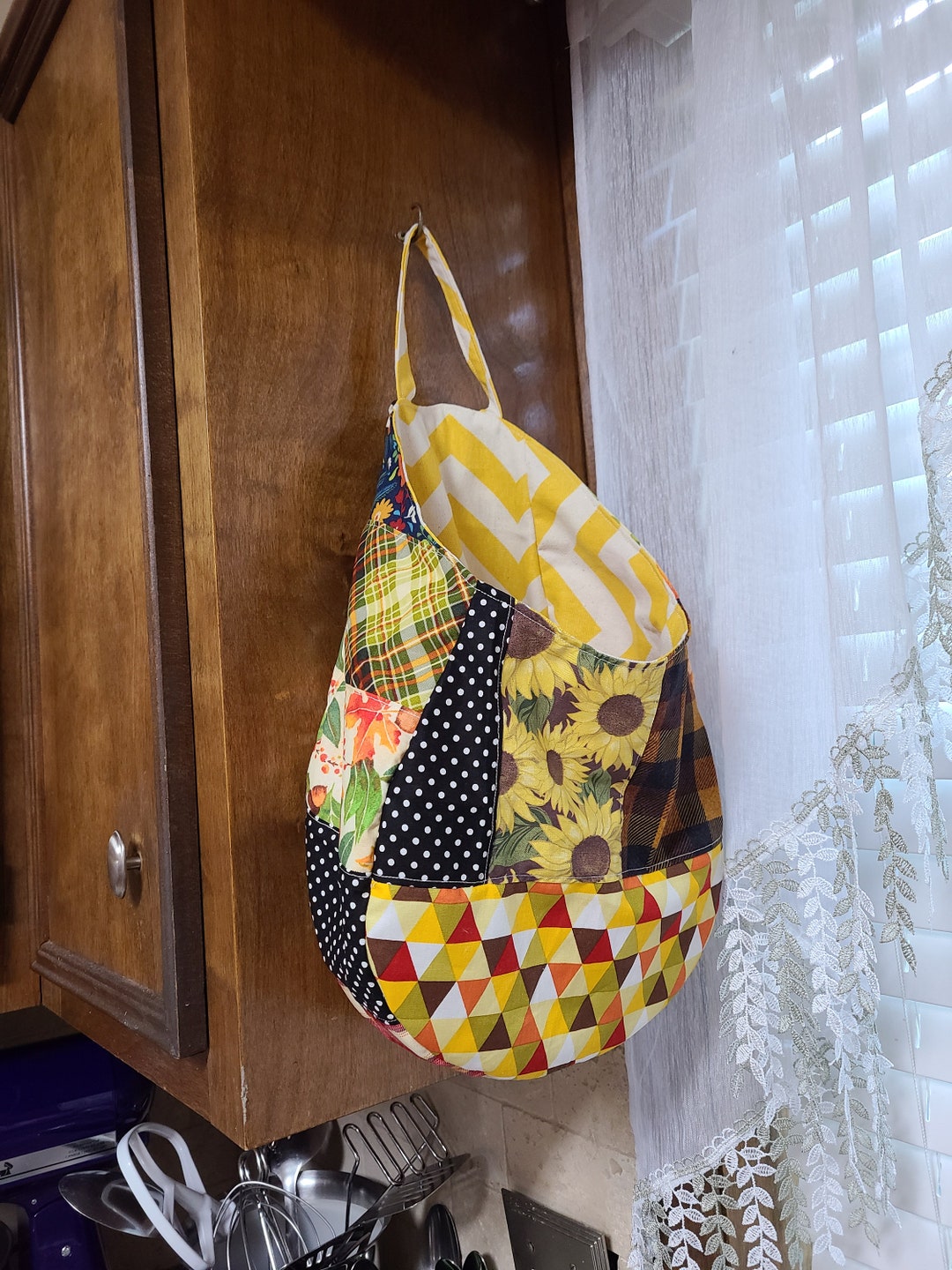 Pod Bag Fabric Basket-hanging Bag-autumn Patchwork - Etsy