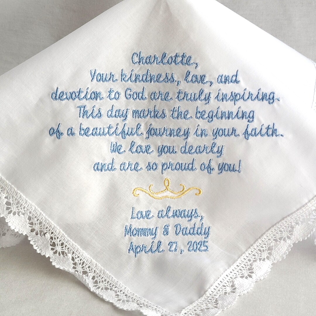 Embroidered Custom Text Holy Communion Handkerchief - Etsy