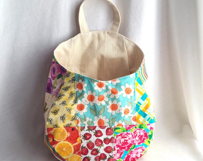 Pod Bag Fabric Basket-hanging Bag- Patchwork Hanging Bag - Etsy