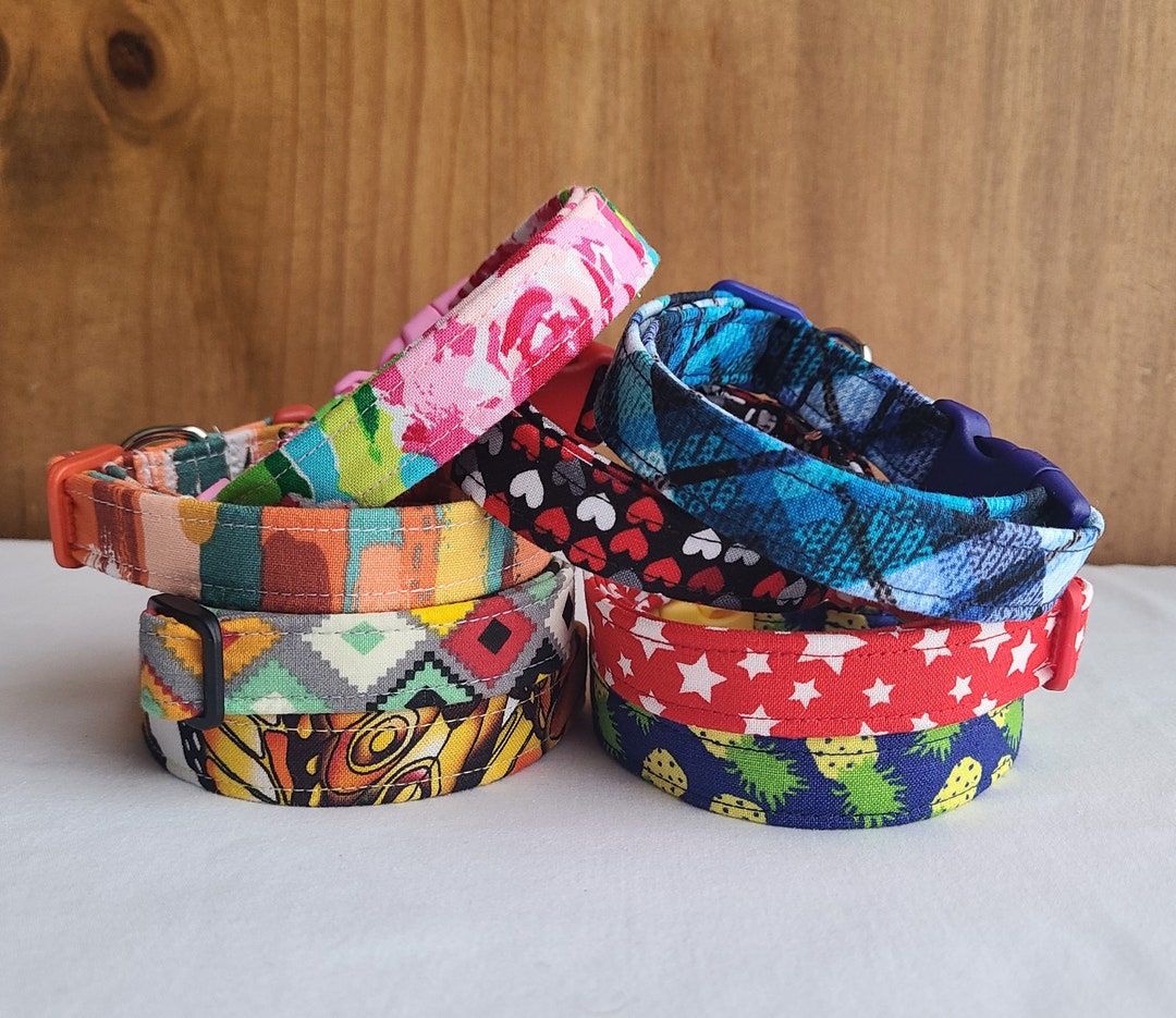Ready to Ship Heart- Star- Floral-small Buckle Dog Collars -5/8 Inch 9 ...