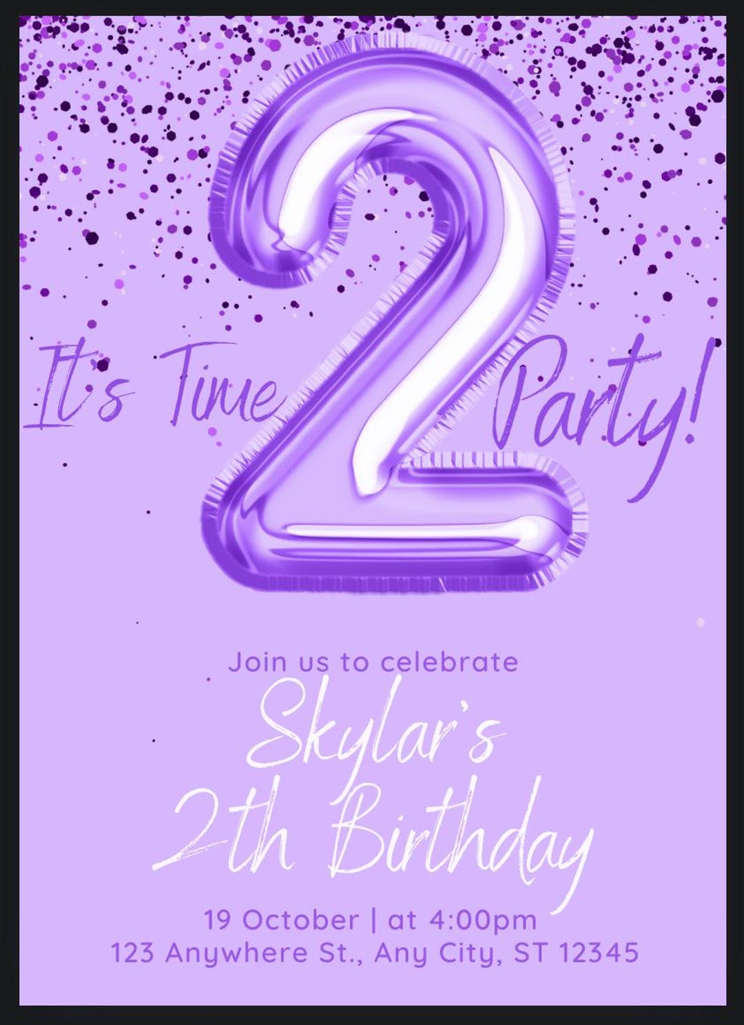 Editable Birthday Party Invitation, Text Invitation, Invitation ...