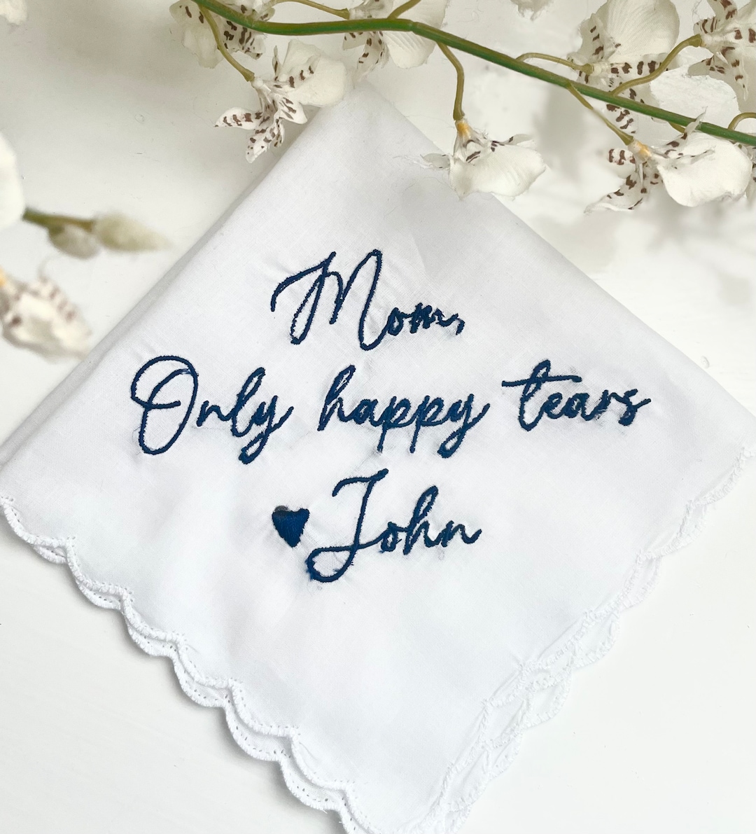 Only Happy Tears Handkerchief/ Embroidered Wedding Handkerchief/ Mother ...