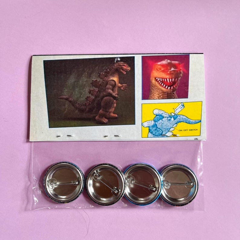 Retro Godzilla Kaiju 1.25" Pinback Button Set of 4 - Etsy