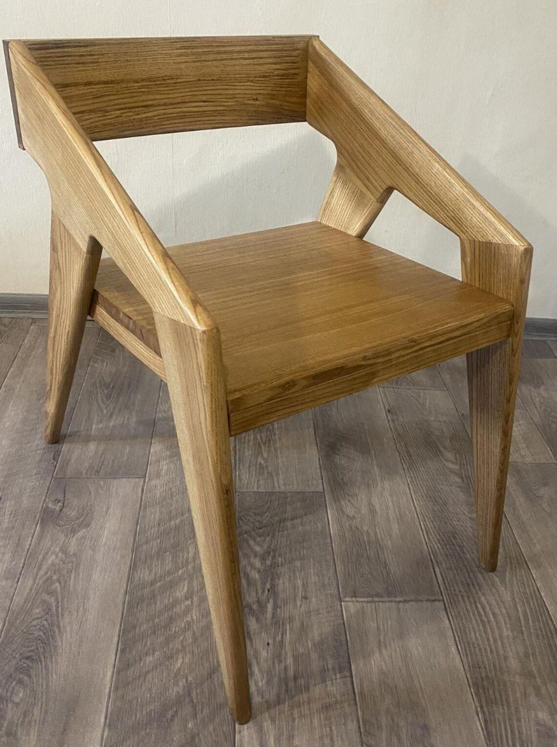 Handmade Solid Ash Wood Armchair – Modern Scandinavian Style, Wooden ...