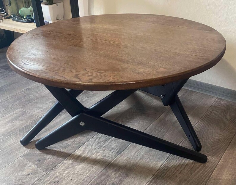 Handmade Convertible Round Table – Solid Oak Wood Coffee & Dining Table ...