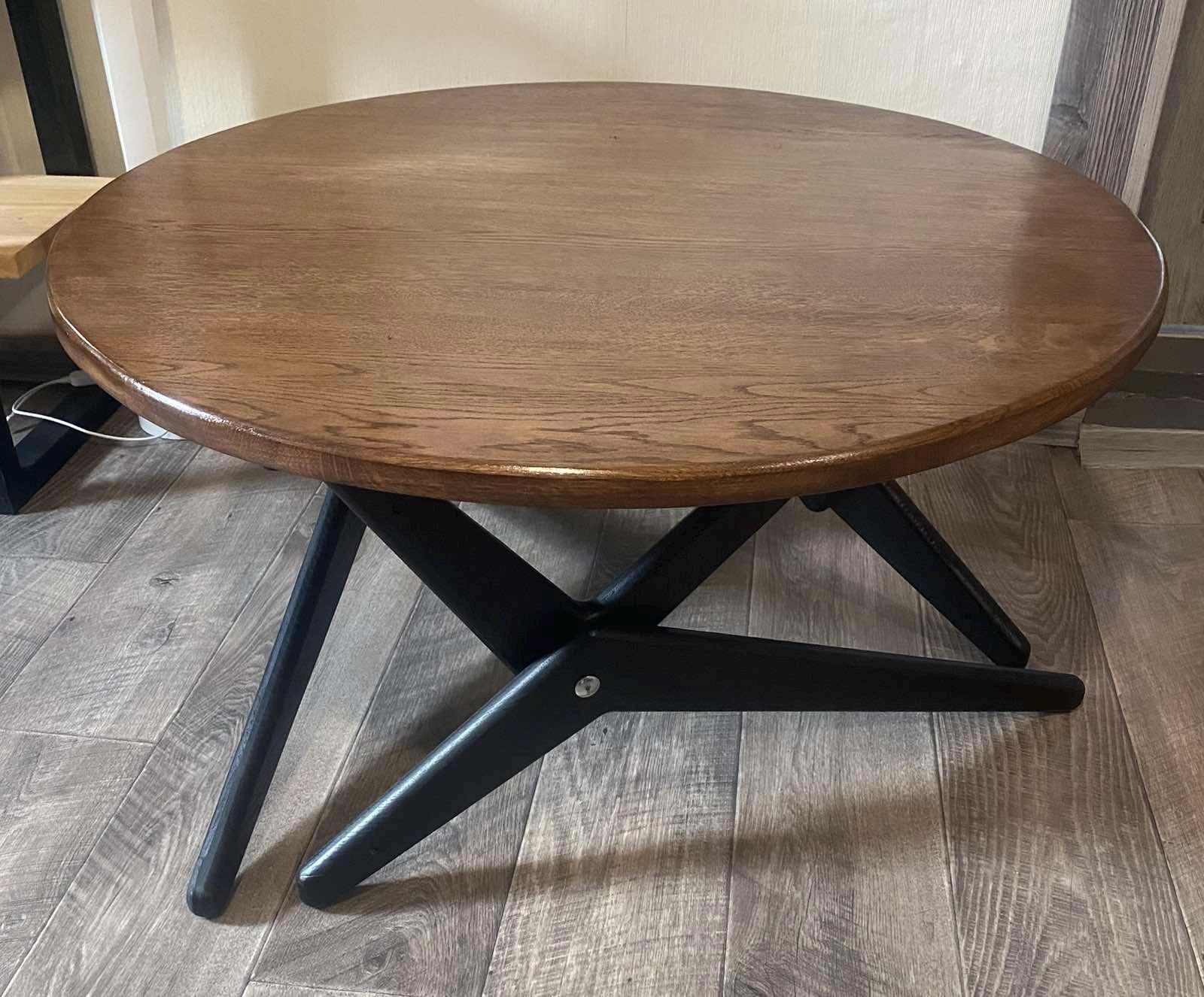 Handmade Convertible Round Table – Solid Oak Wood Coffee & Dining Table ...