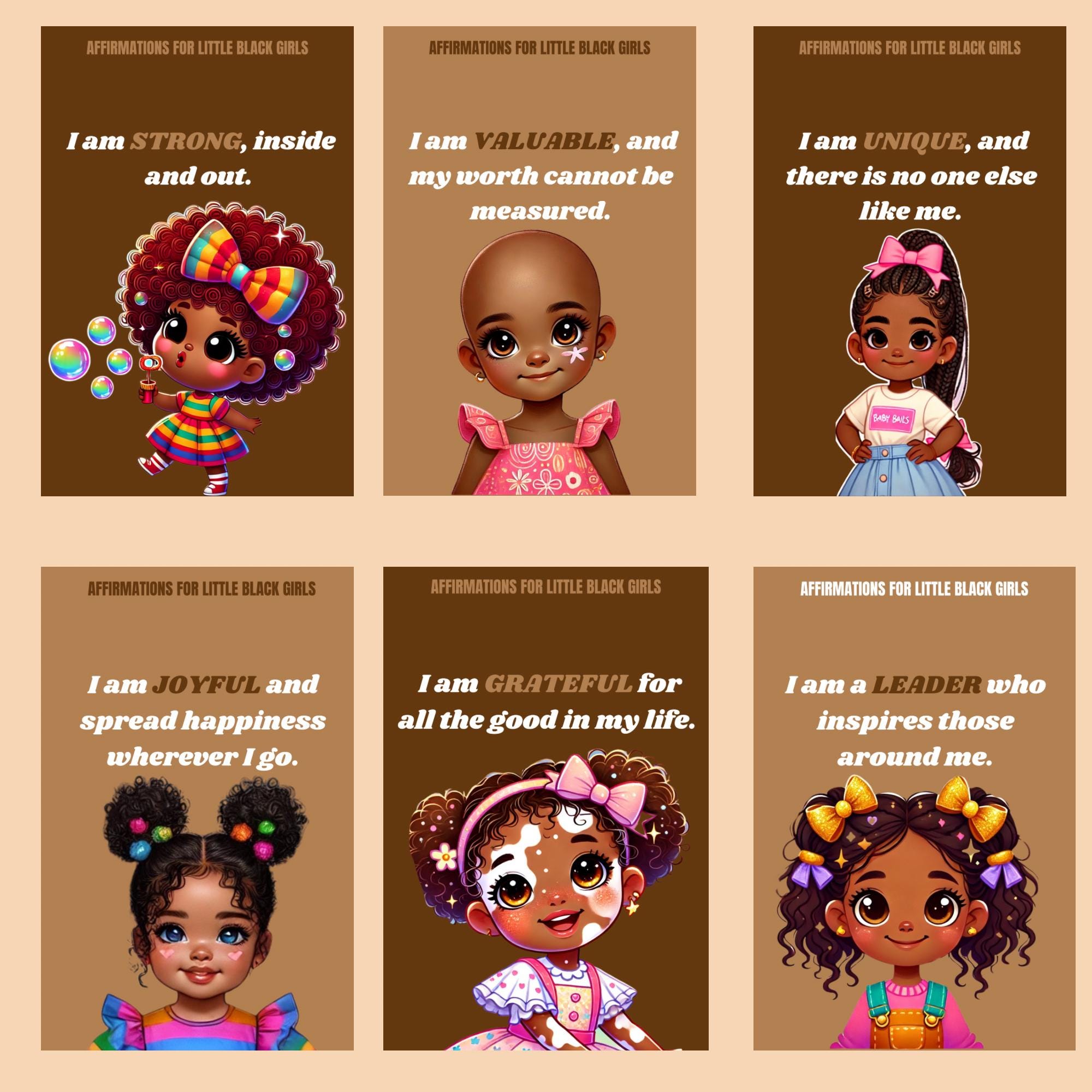 A-Z Affirmation Cards for Black Girls | Empowering Alphabet Cards for ...