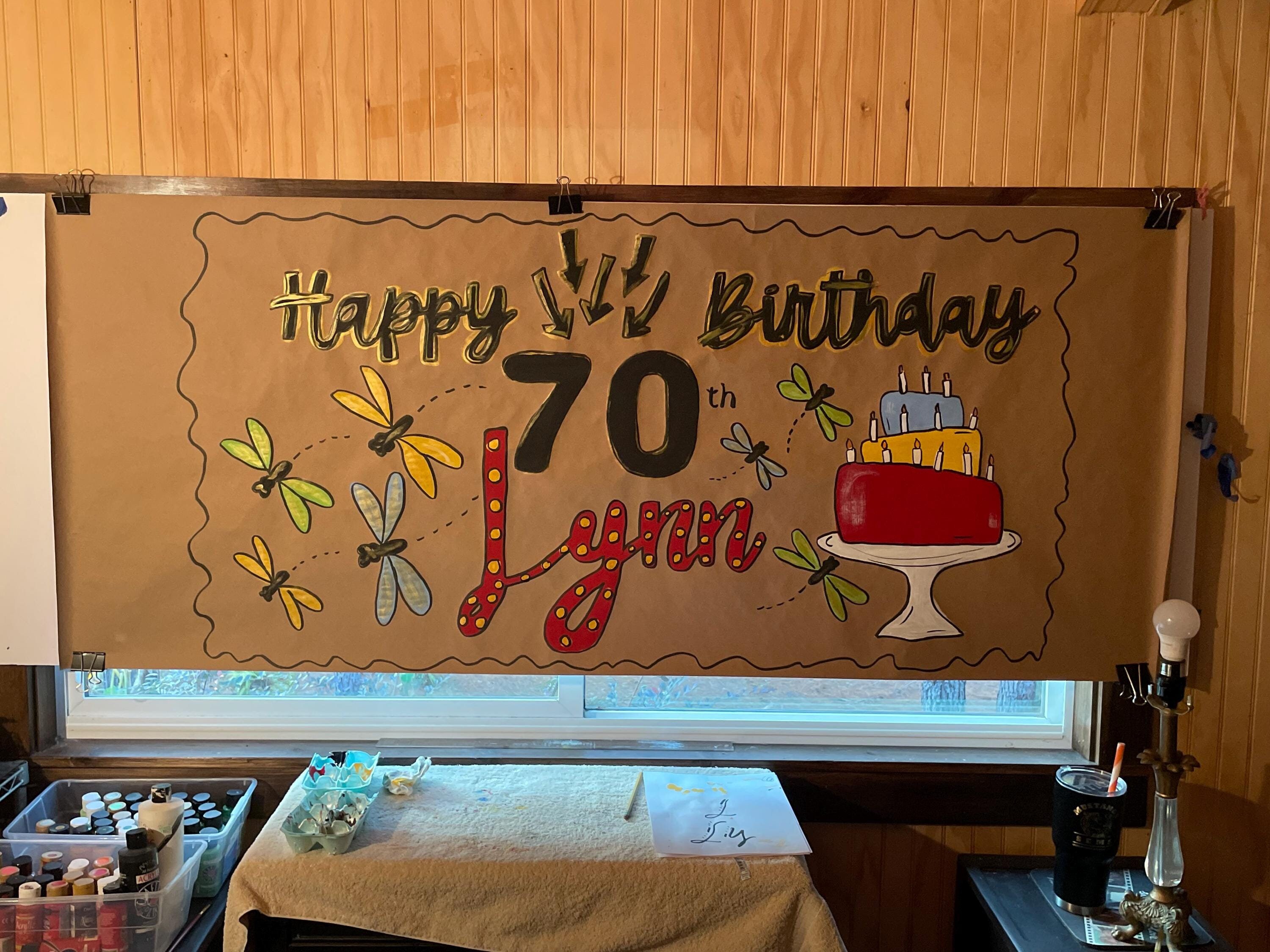 Happy 70th Hand Painted Paper Banner 70th Birthday Sign Anniversary ...