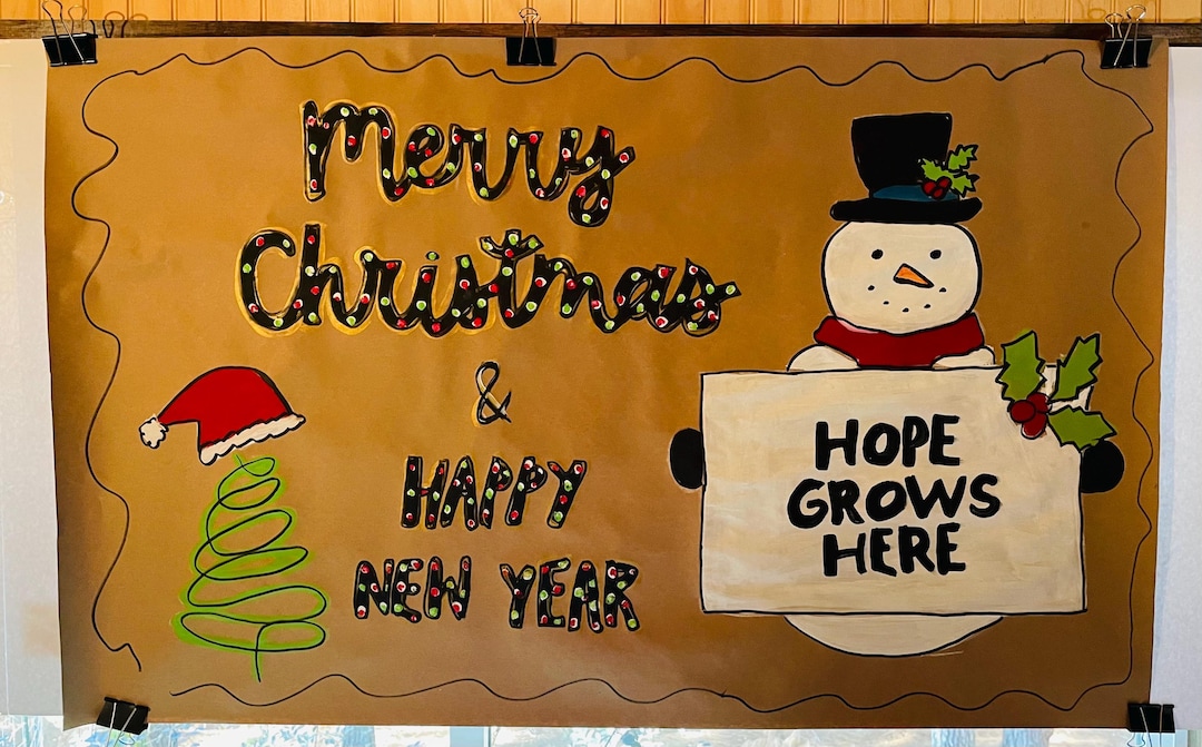 Hand Painted | Custom Craft Paper Banner | Christmas Snowman Painted ...