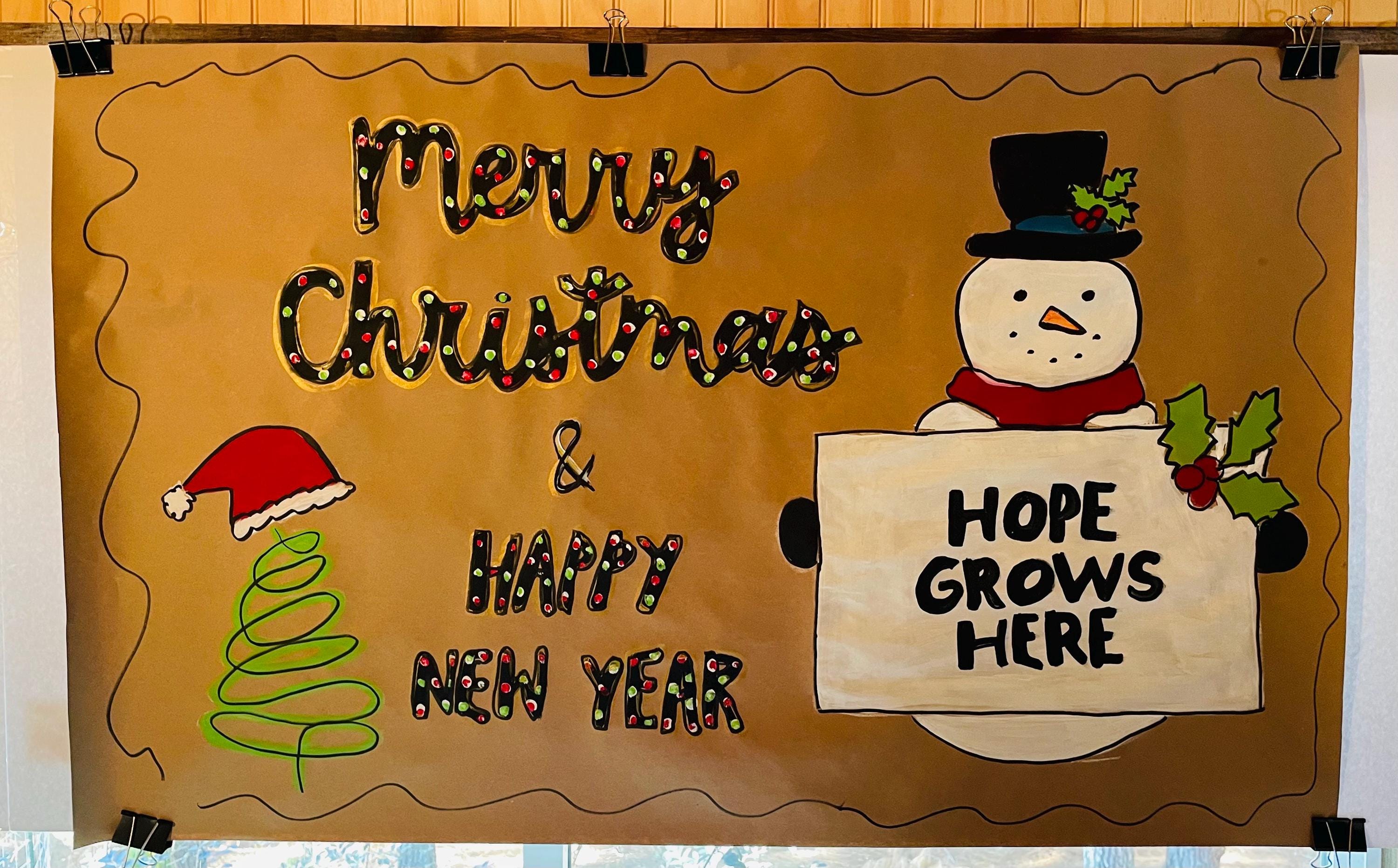 Hand Painted | Custom Craft Paper Banner | Christmas Snowman Painted ...