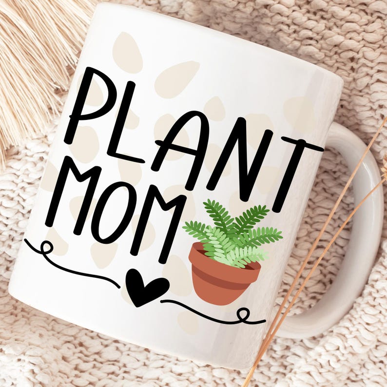 Plant Mom Mug | Ceramic Coffee Cup, Potted Foliage Cottage Design - Etsy