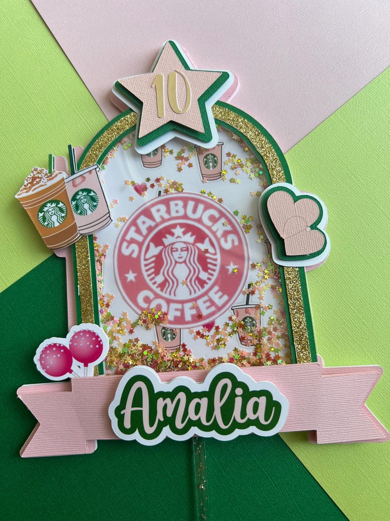 Coffee Theme Cake Topper/coffee Cake Topper/pink Coffee Cake Topper ...